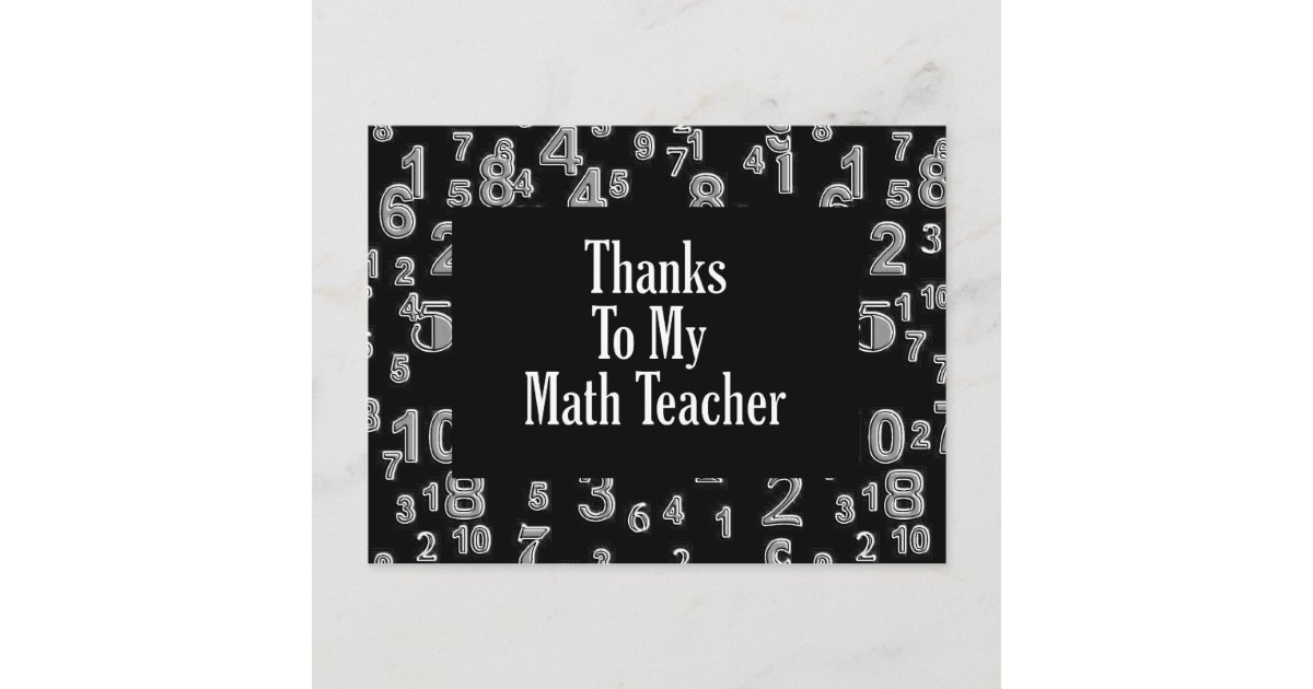 Thanks To My Math Teacher Postcard | Zazzle