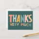 THANKS VERY MUCH Colorful Pastel Handlettered Cute Postcard | Zazzle