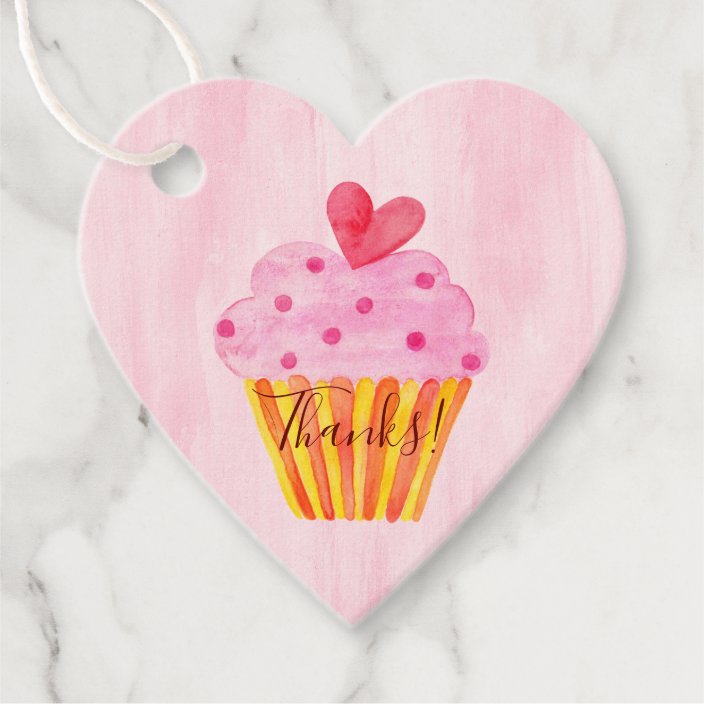 Thanks! watercolor cupcake pink thank you favor tags | Zazzle.com