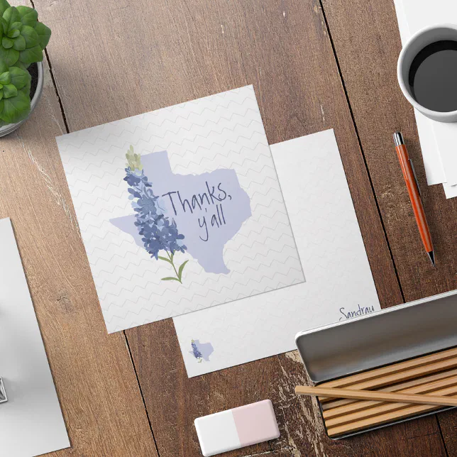 Thanks Y'all Bluebonnet Texas Note Card | Zazzle