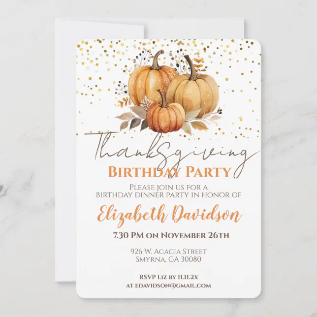 Thanksgiving Adult Birthday Party Invitation | Zazzle