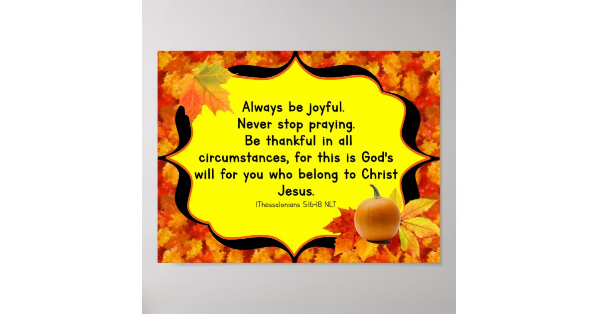 Thanksgiving Autumn Bible verse poster | Zazzle