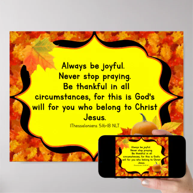 Thanksgiving Autumn Bible verse poster | Zazzle