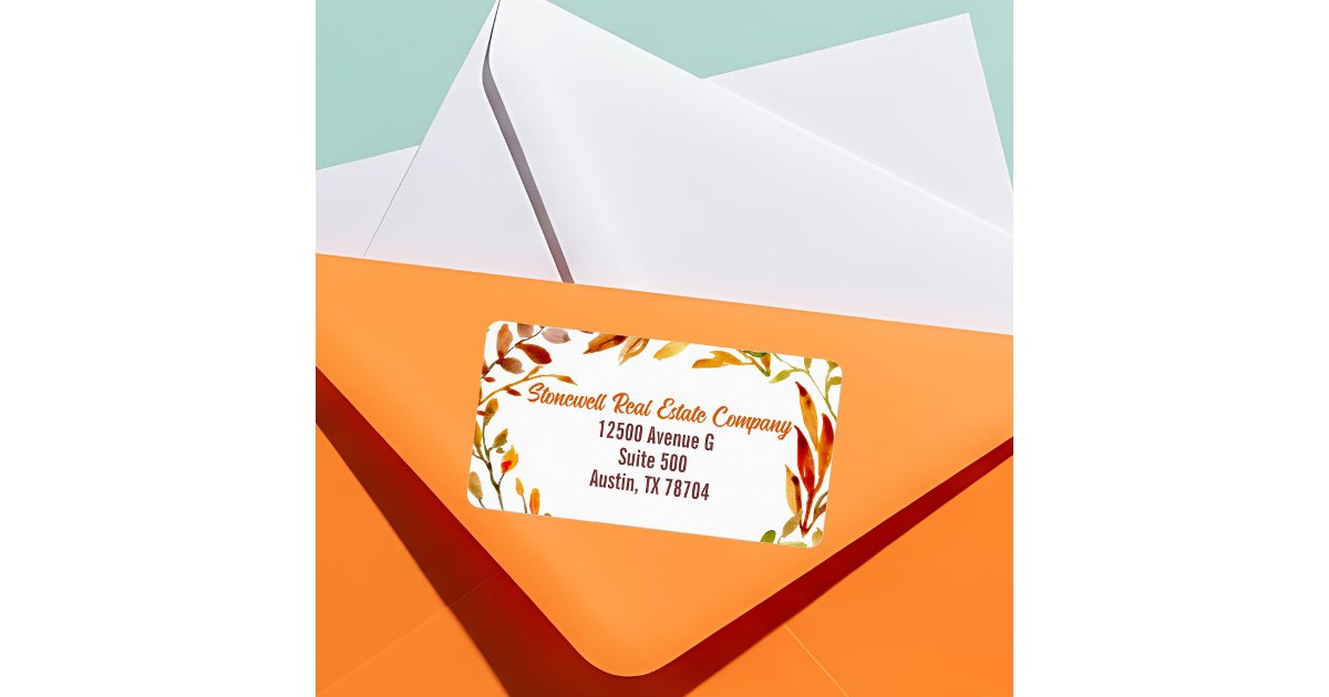 Thanksgiving Autumn Leaves Business Return Address Label | Zazzle