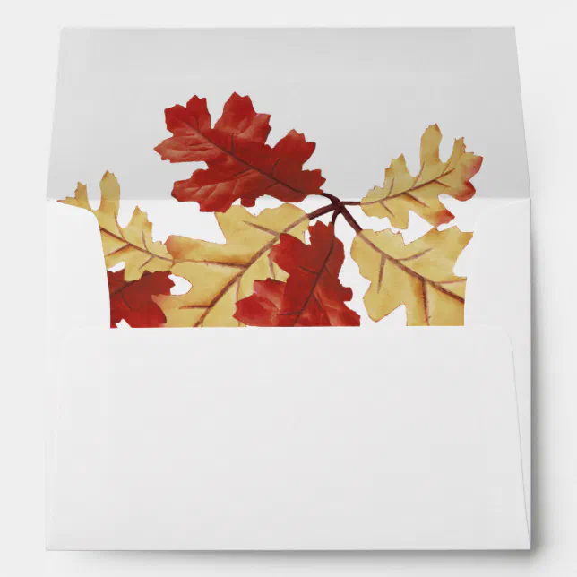 Thanksgiving Autumn Red Gold Fall Leaves Envelope | Zazzle