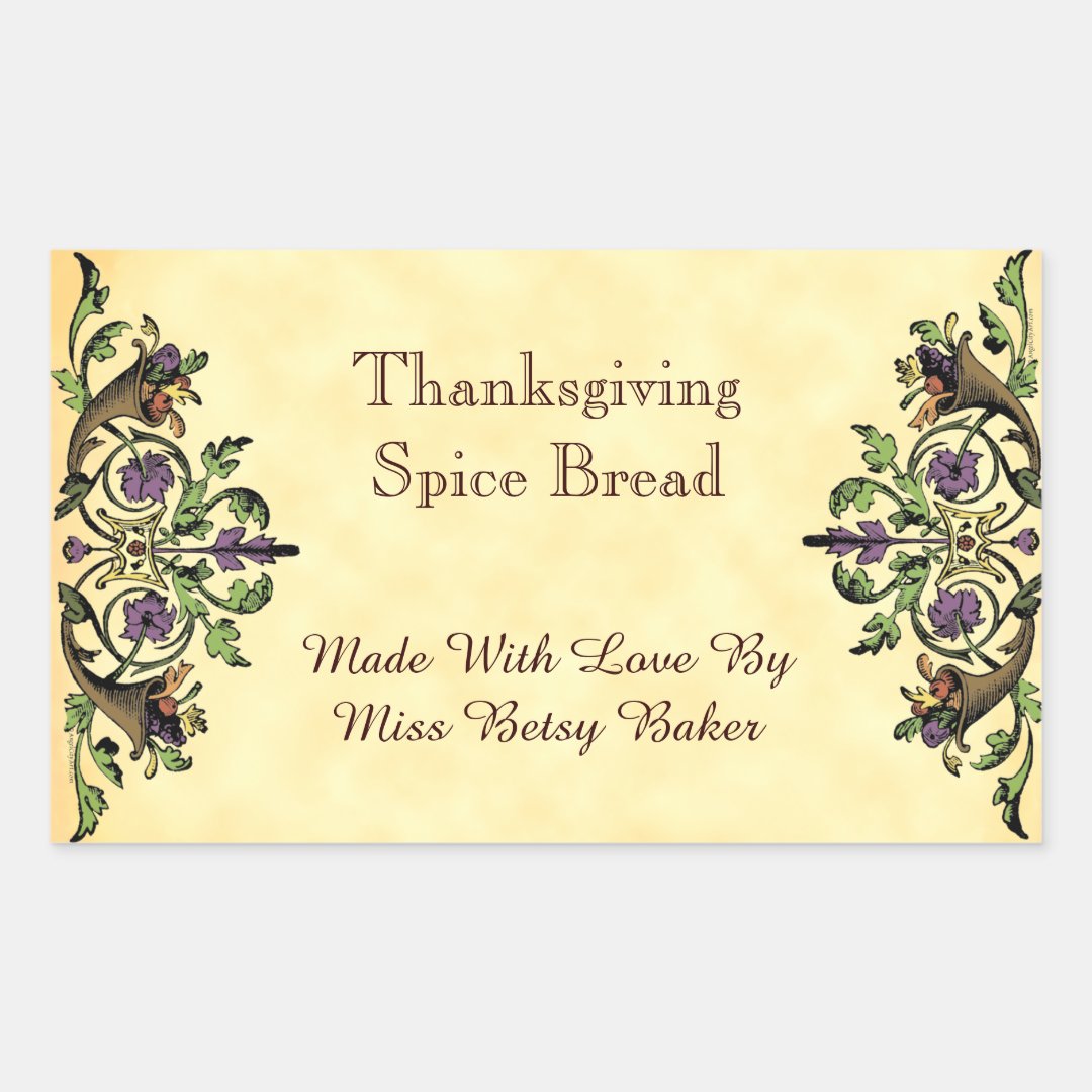 Thanksgiving Baking Custom Cornucopia Sticker | Zazzle