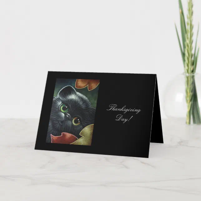 THANKSGIVING BLACK CAT Card, envelope included Holiday Card | Zazzle