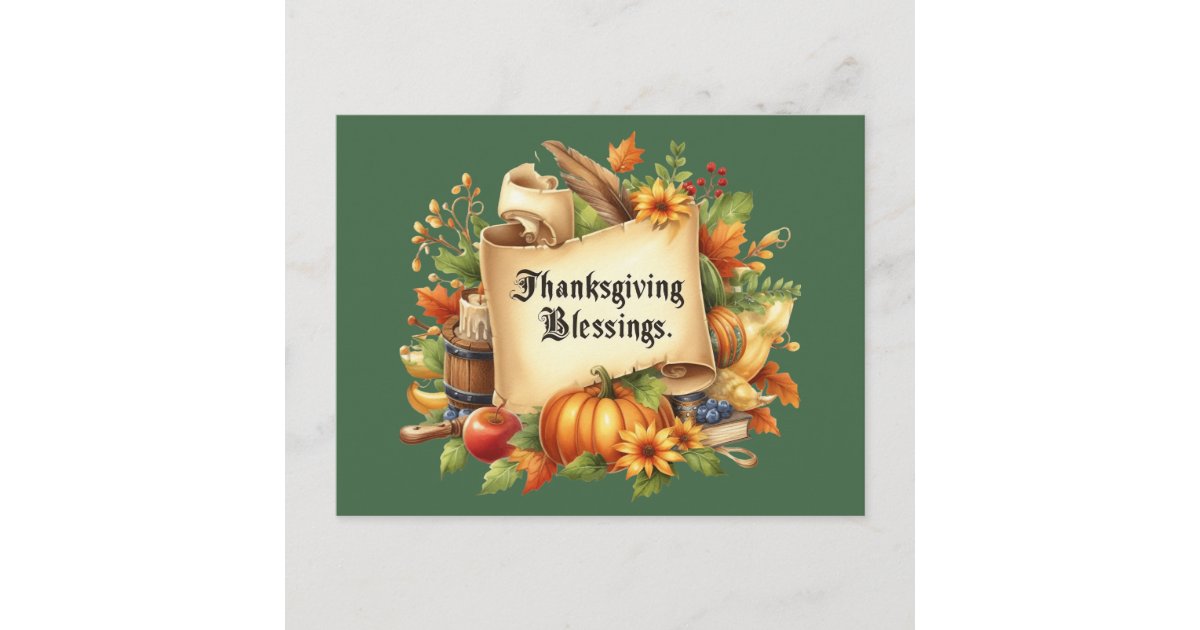 Thanksgiving Blessing Postcard | Zazzle