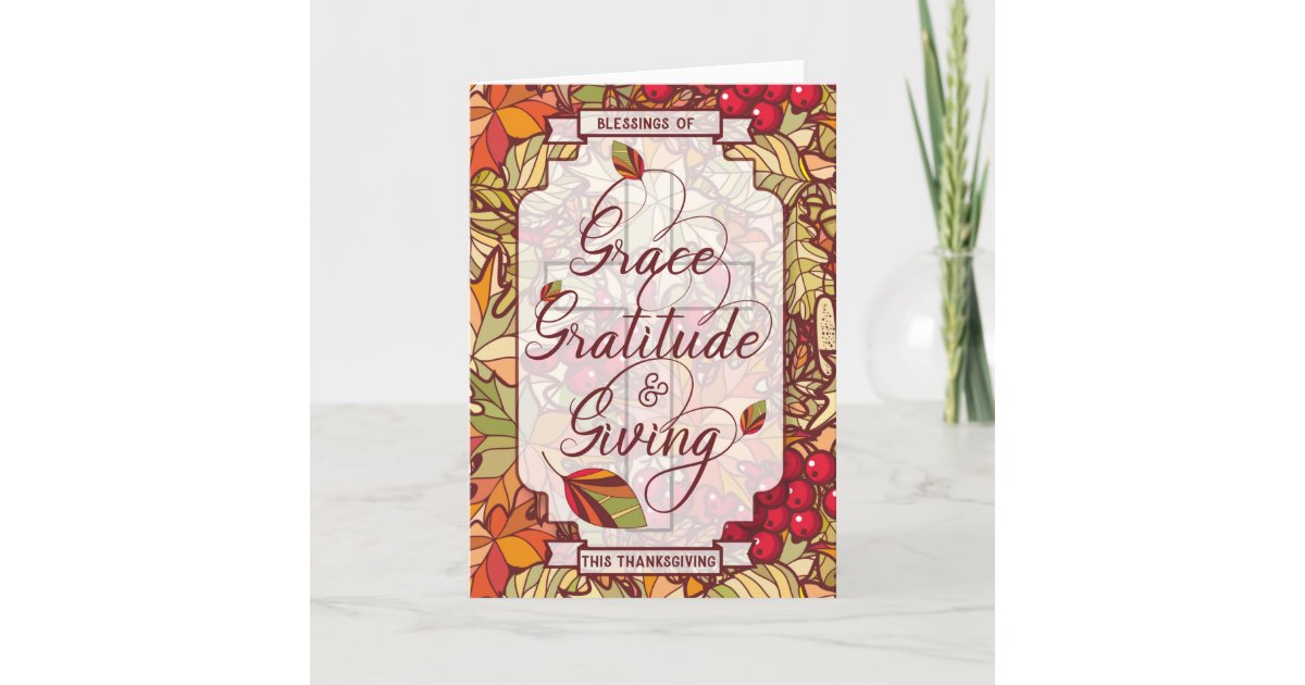 Thanksgiving Blessings Grace Gratitude and Giving Holiday Card | Zazzle