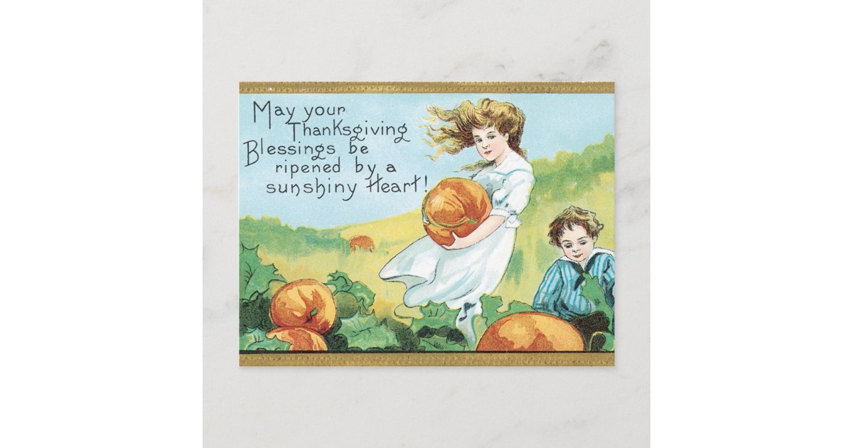 Thanksgiving Blessings Holiday Postcard | Zazzle
