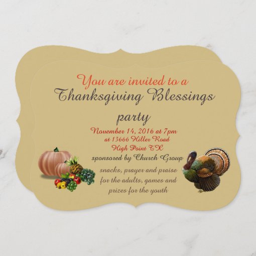 Thanksgiving Blessings Party Invitation | Zazzle