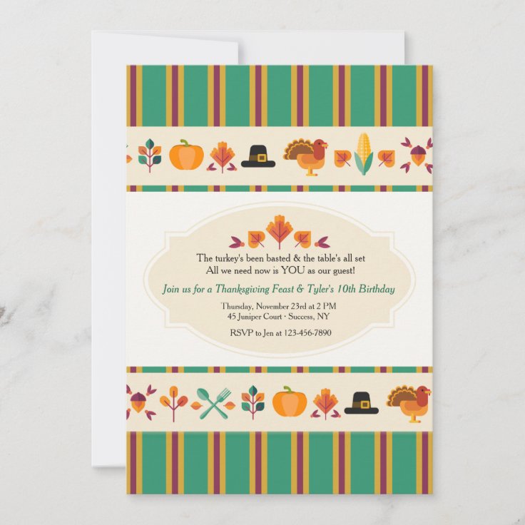 Thanksgiving Borders Invitation | Zazzle