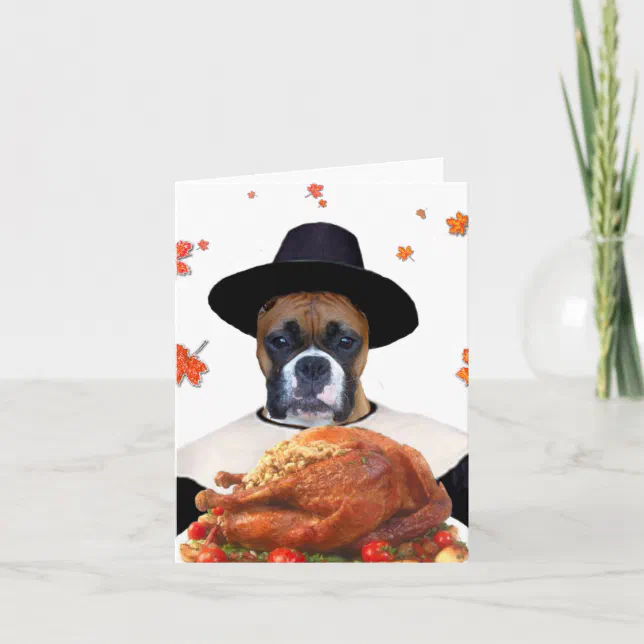 Thanksgiving boxer dog notecard | Zazzle