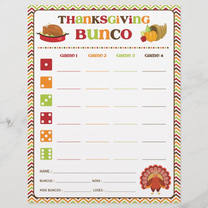 Thanksgiving Bunco Party Game Score Card | Zazzle.com