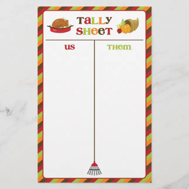 Thanksgiving Bunco Party Game Tally Sheet | Zazzle