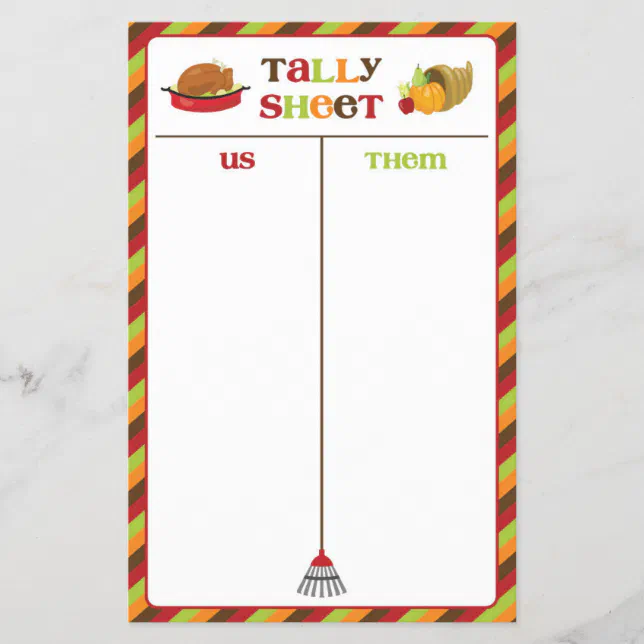 Thanksgiving Bunco Party Game Tally Sheet | Zazzle