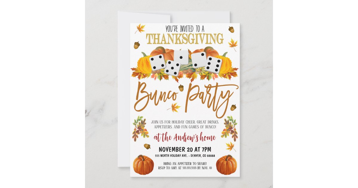 Thanksgiving Bunco Party Invitation | Zazzle