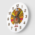 Thanksgiving Cartoon Turkey Large Clock | Zazzle