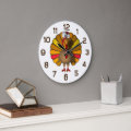 Thanksgiving Cartoon Turkey Large Clock | Zazzle