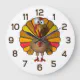 Thanksgiving Cartoon Turkey Large Clock | Zazzle