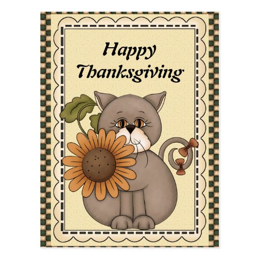 Thanksgiving Cat Cards, Thanksgiving Cat Card Templates, Postage ...