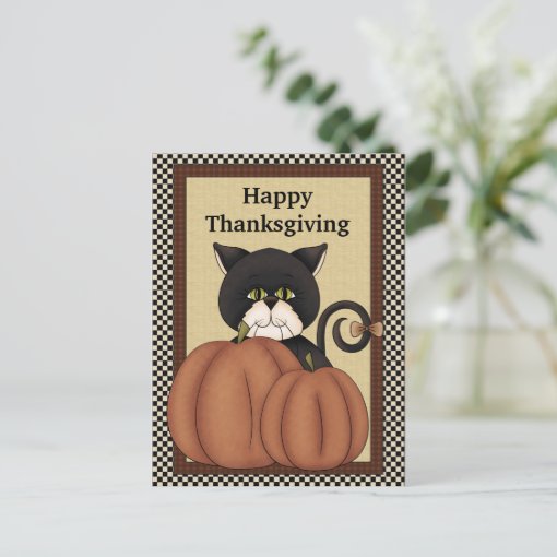 Thanksgiving Cats greeting postcard | Zazzle