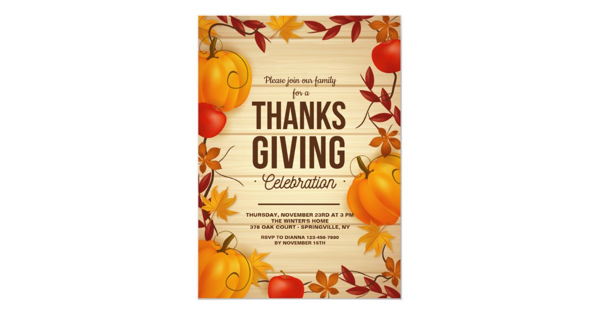 Thanksgiving Celebration Invitation | Zazzle.com