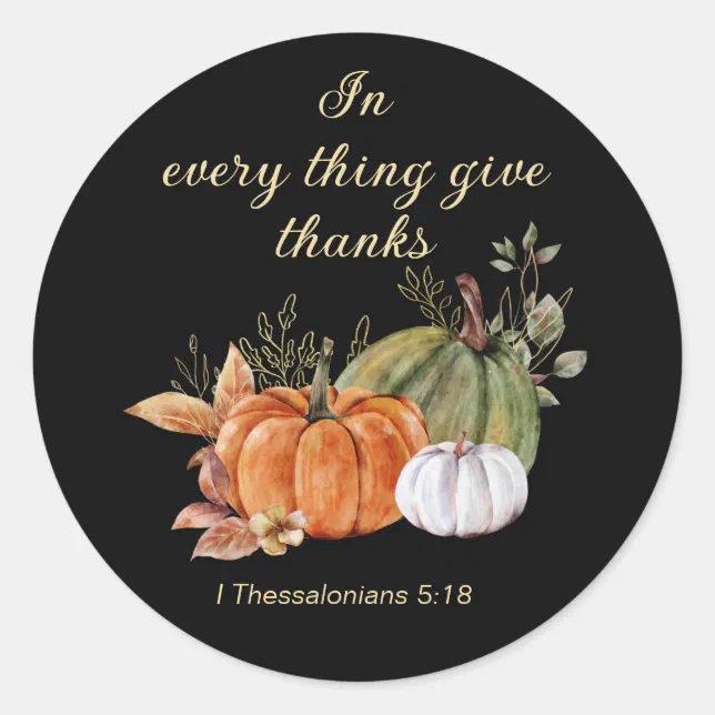 Thanksgiving Christian Bible Verse Pumpkins Classic Round Sticker | Zazzle