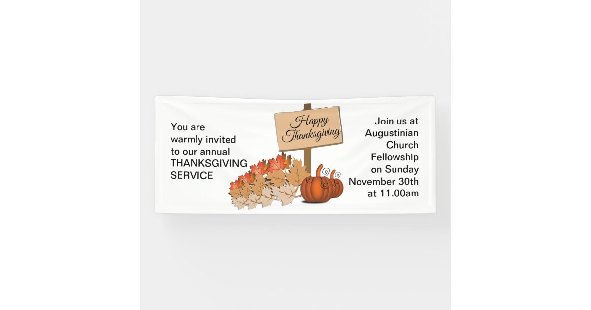 THANKSGIVING Church Service Banner | Zazzle