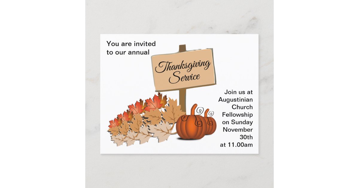 THANKSGIVING Church Service Invitation | Zazzle