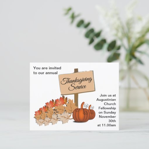 THANKSGIVING Church Service Invitation | Zazzle