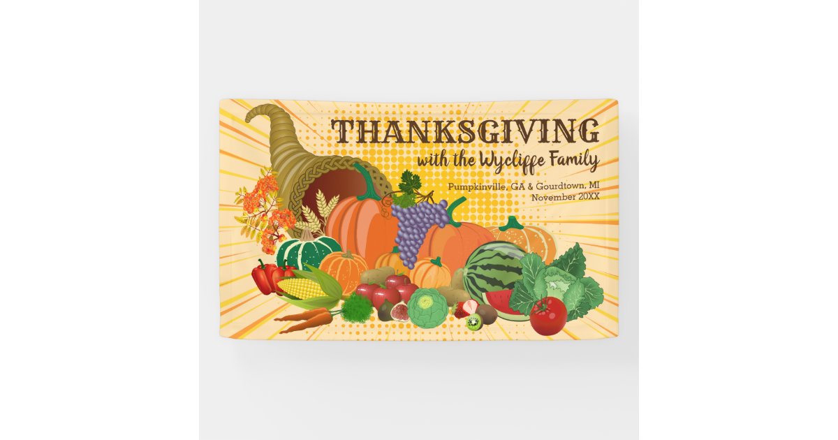 Thanksgiving Cornucopia Abundance Horn of Plenty Banner | Zazzle