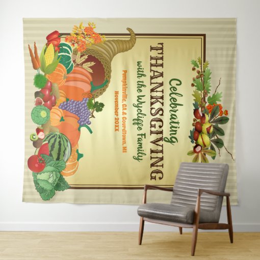 Thanksgiving Cornucopia Abundance Horn of Plenty Tapestry | Zazzle