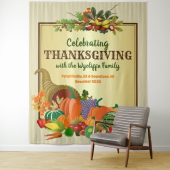 Thanksgiving Cornucopia Abundance Horn of Plenty Tapestry | Zazzle
