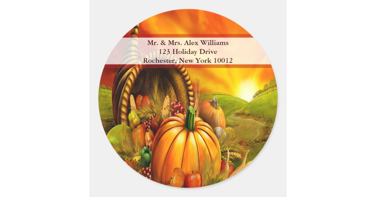 Thanksgiving Cornucopia Address labels | Zazzle