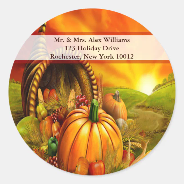 Thanksgiving Cornucopia Address labels | Zazzle