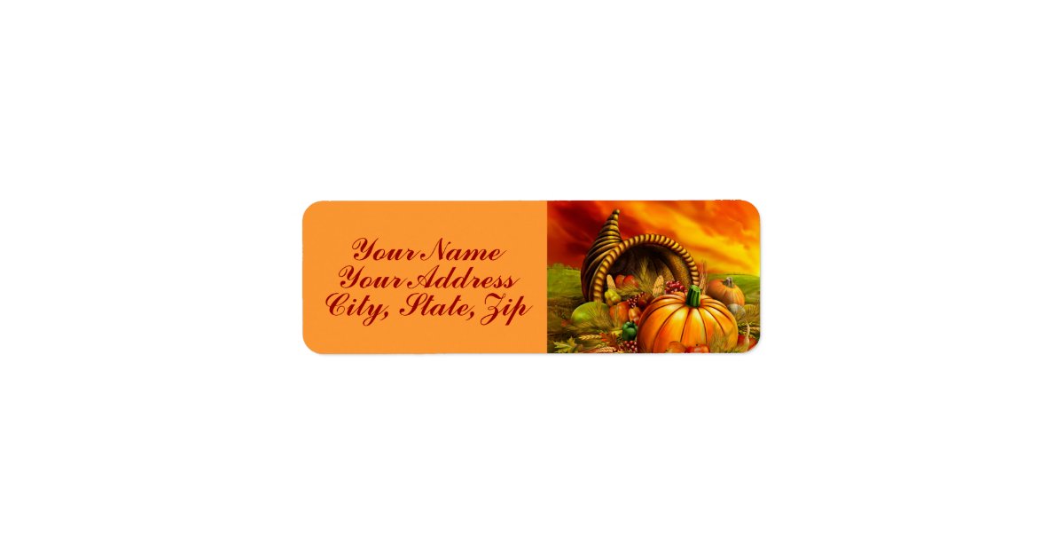 Thanksgiving Cornucopia Label | Zazzle