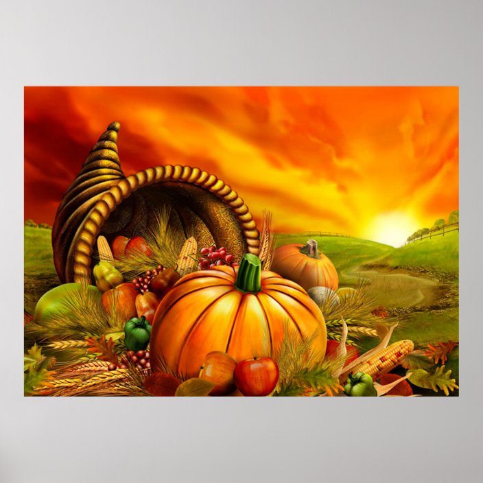 Thanksgiving Cornucopia Poster | Zazzle.com