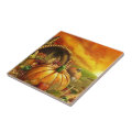 Thanksgiving cornucopia pumpkin field ceramic tile | Zazzle