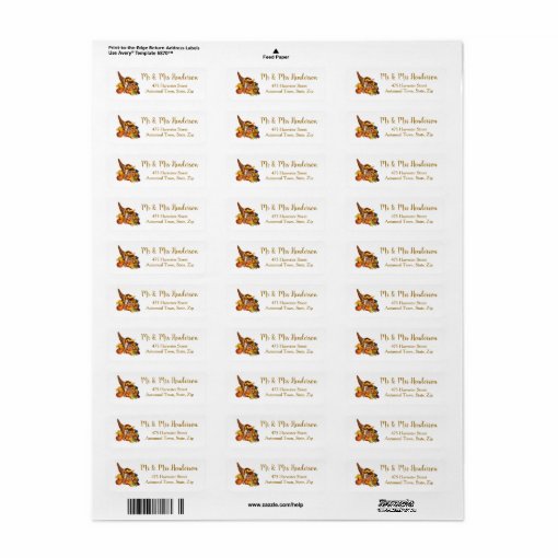 Thanksgiving, Cornucopia return address Label | Zazzle