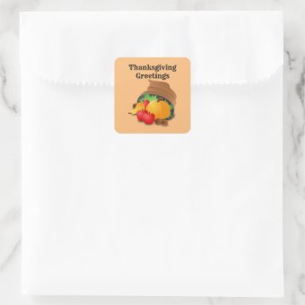Thanksgiving Cornucopia Square Sticker | Zazzle