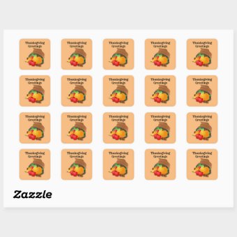 Thanksgiving Cornucopia Square Sticker | Zazzle