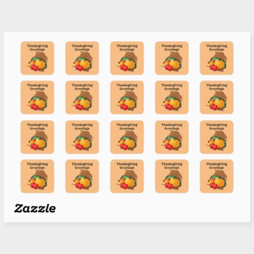 Thanksgiving Cornucopia Square Sticker | Zazzle