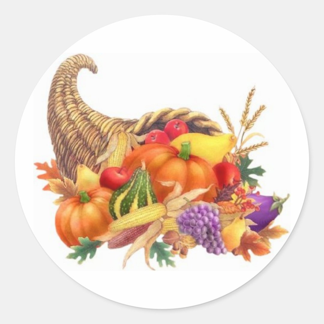 Thanksgiving Cornucopia Sticker | Zazzle