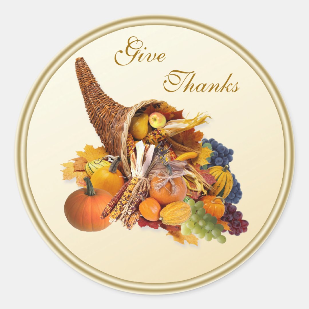 Thanksgiving. Cornucopia Sticker | Zazzle