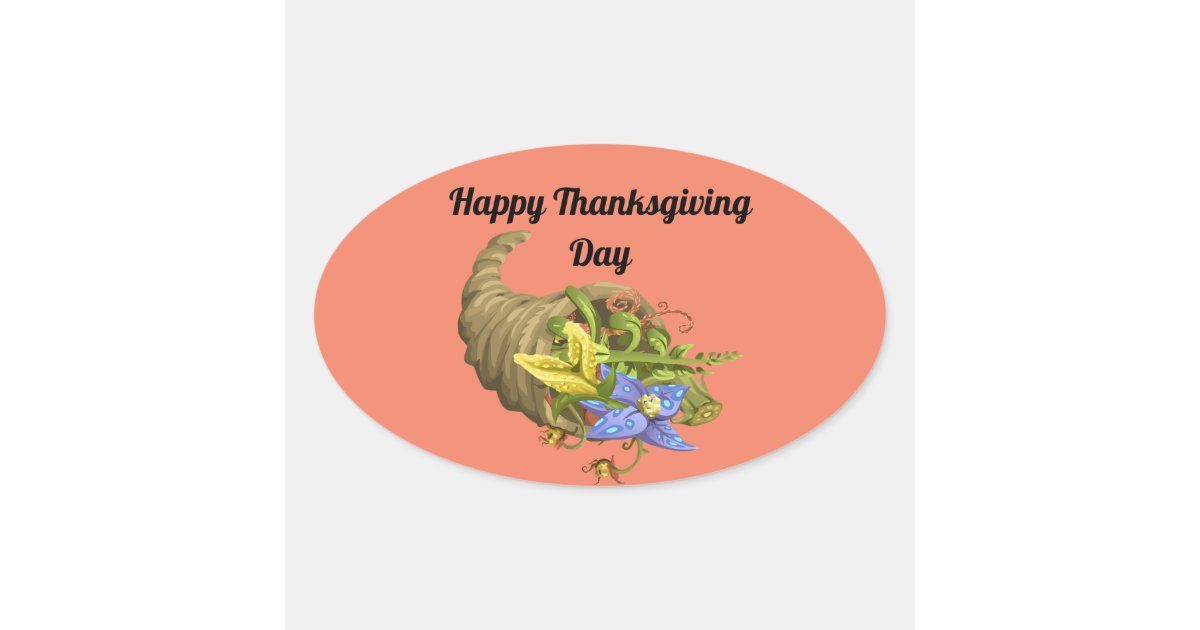 Thanksgiving Cornucopia With Flowers Sticker | Zazzle