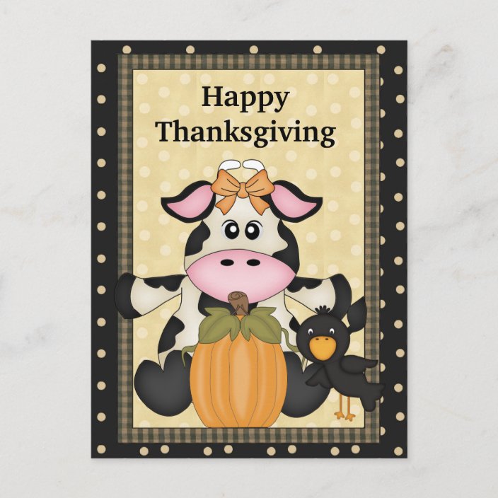 Thanksgiving, Cow, Postcard, holiday | Zazzle.com