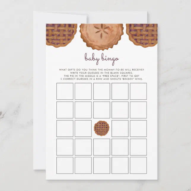 Thanksgiving Cutie Pie Baby Bingo Baby Shower Game | Zazzle