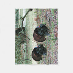 Thanksgiving Day Wild Turkeys in an Open Field Fleece Blanket | Zazzle
