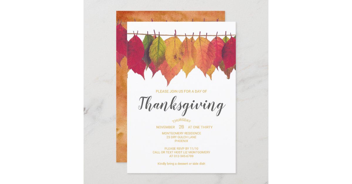 Thanksgiving Dinner Autumn Leaves Template | Zazzle